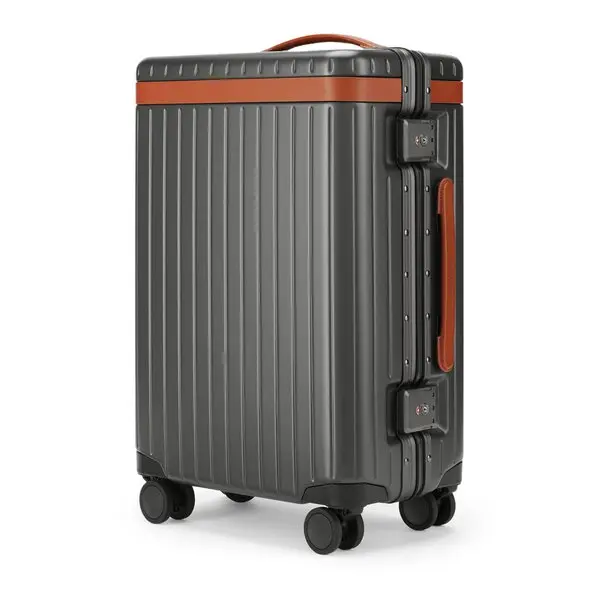 CARL FRIEDRIK Carry-on Spinner Suitcase - Grey/cognac