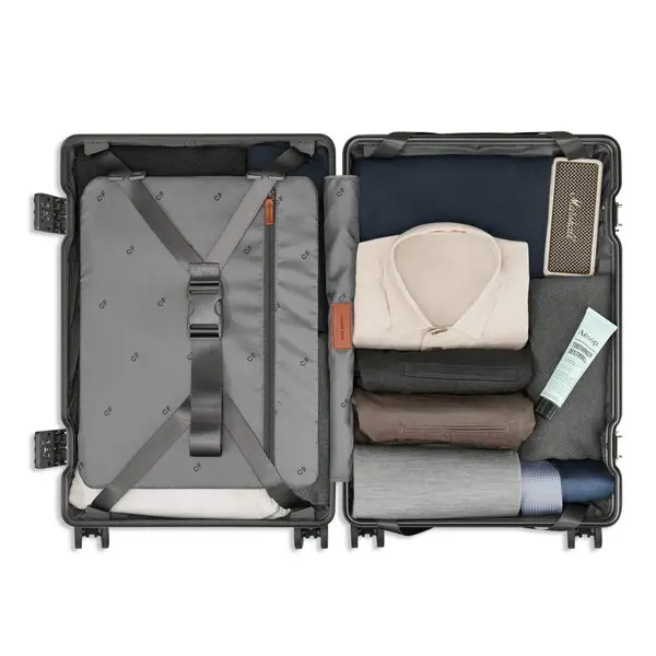 CARL FRIEDRIK Carry-on Spinner Suitcase - Grey/cognac