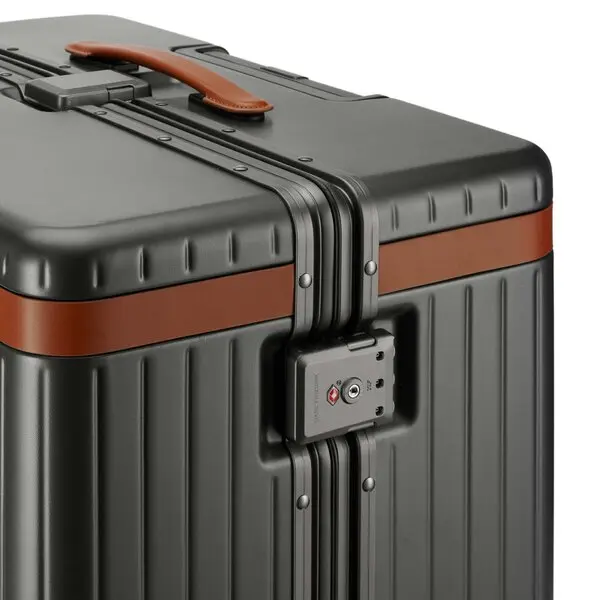 CARL FRIEDRIK The Large Check In Spinner Suitcase - Grey/cognac