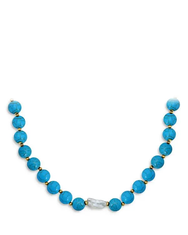 Aqua Beads & Cultured Freshwater Pearl Necklace