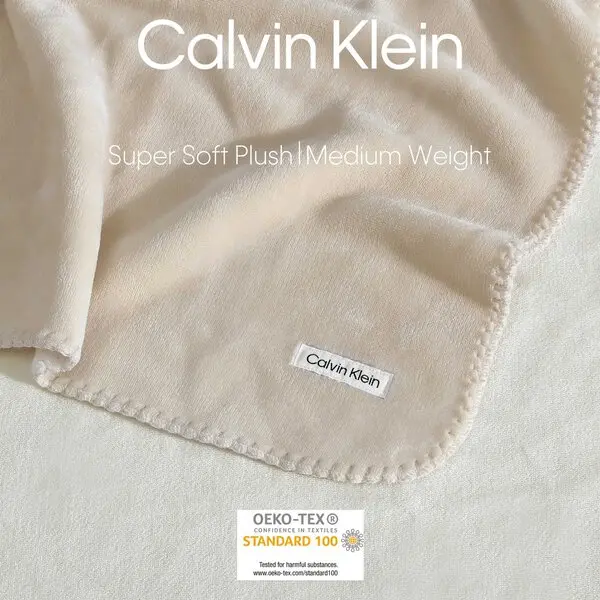 Calvin Klein Modern Reversible Solid Throw, 70 X 50 - Light Beige/ Snow White