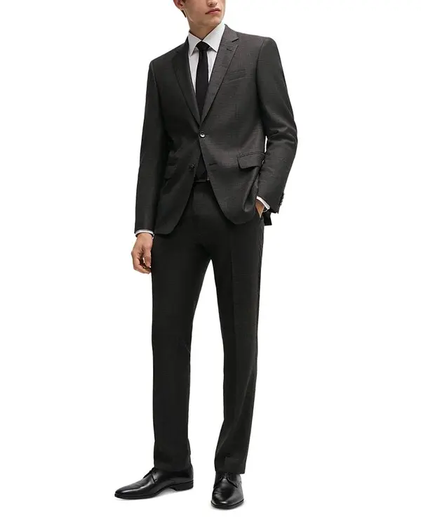 BOSS H-huge Weave Textured Wool Slim Fit Suit - Dark Green