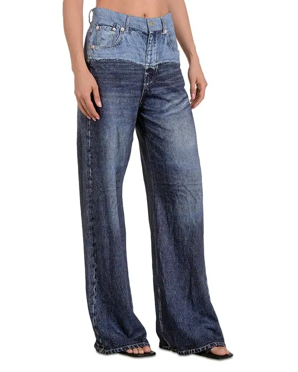 Elan Wide Leg Knit Jean In Two Tone