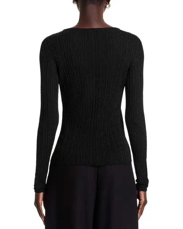 Majestic Filatures Metallic Rib V-neck Cardigan - Metal