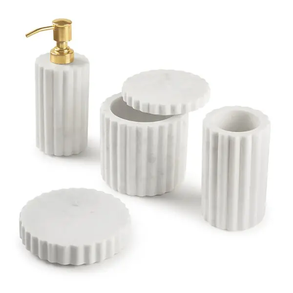 GAURI KOHLI Roksana Marble Bath Accessories, Set Of 4 - White