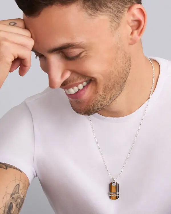 Lagos Sterling Anthem Tiger Eye Pendant