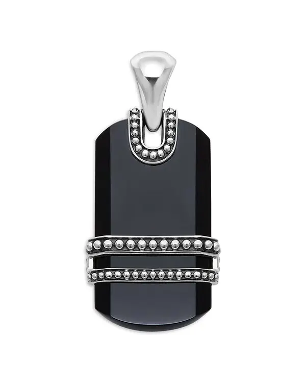 Lagos Sterling Anthem Onyx Dog Tag Amulet Pendant - Silver