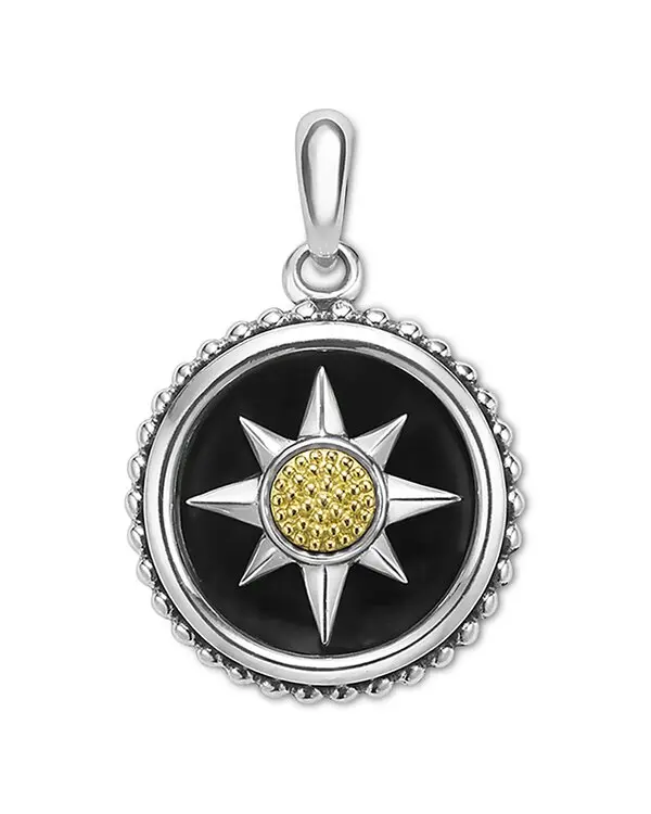 Lagos 18k Yellow Gold And Sterling Anthem Black Agate Starburst Amulet Pendant - Silver