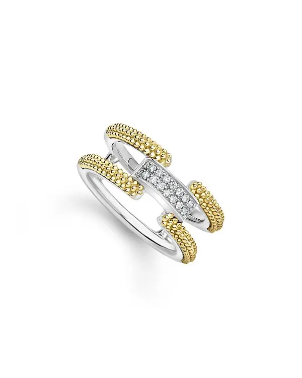 Lagos 18k Yellow Gold & Sterling Diamond Ring - Silver