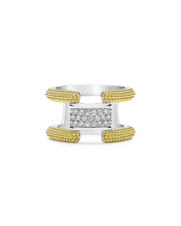 Lagos 18k Yellow Gold & Sterling Diamond Pave Statement Ring