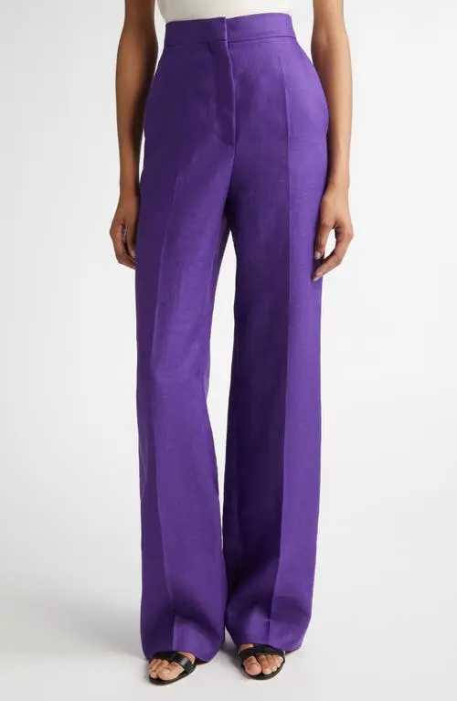 Max Mara Aversa Wide-leg Linen Trousers - Purple