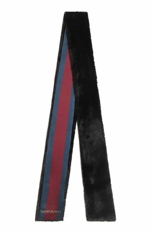 Cynthia Rowley Out East Faux Fur Silk Scarf - Black