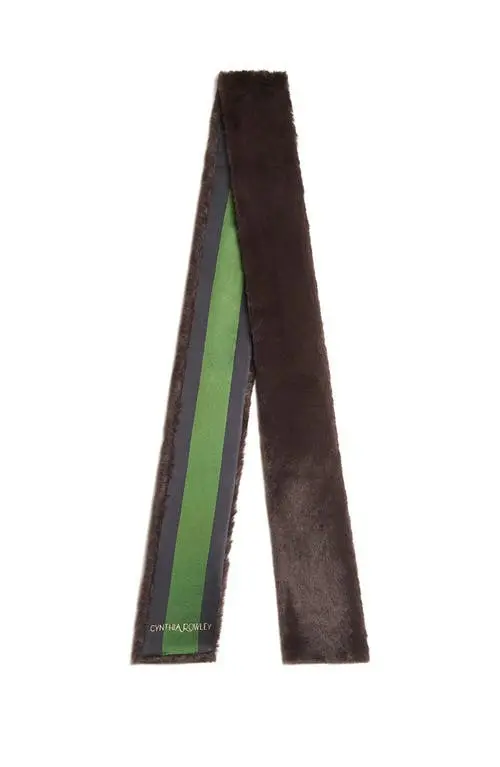 Cynthia Rowley Out East Faux Fur Silk Scarf - Brown