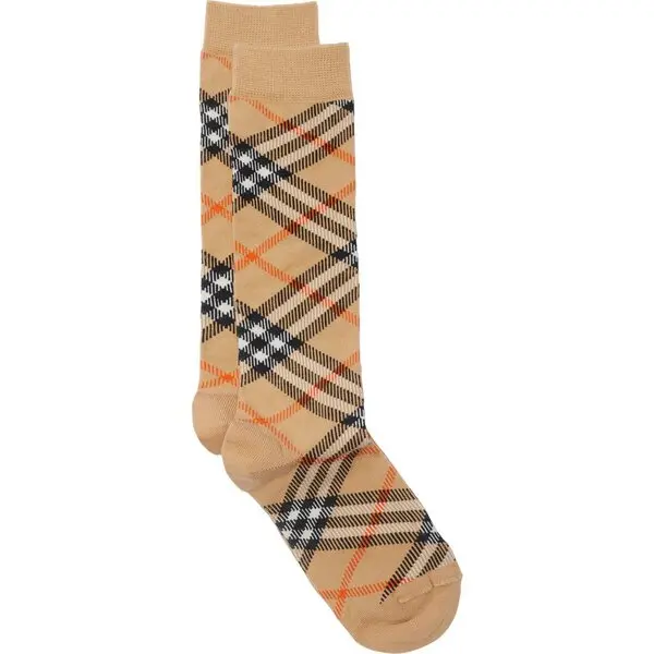Burberry Check Cotton-blend Socks - Sand