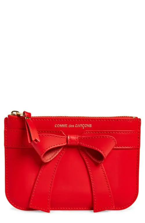 Comme Des Garçons Big Bow Leather Coin Purse - Red