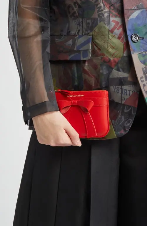 Comme Des Garçons Big Bow Leather Coin Purse - Red