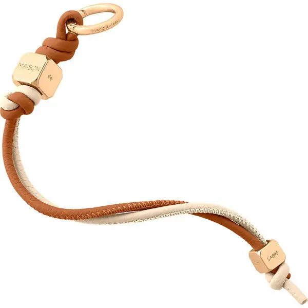 MAISON DE SABRE Leather Wristlet Charm - Pecan Nude