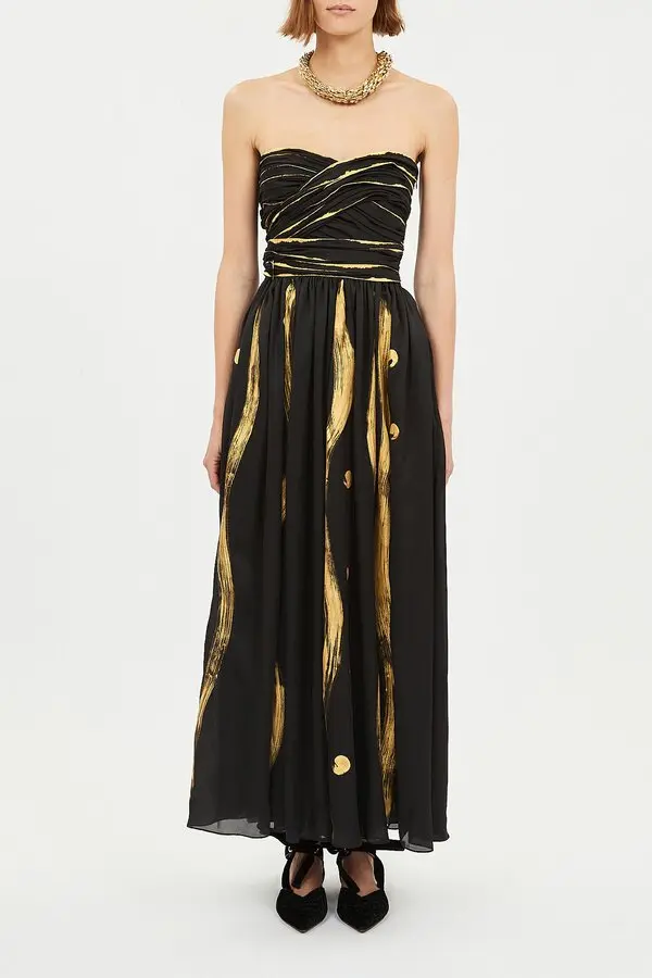 Ulla Johnson Anastasia Handpainted Gown Dress - Gild | Editorialist