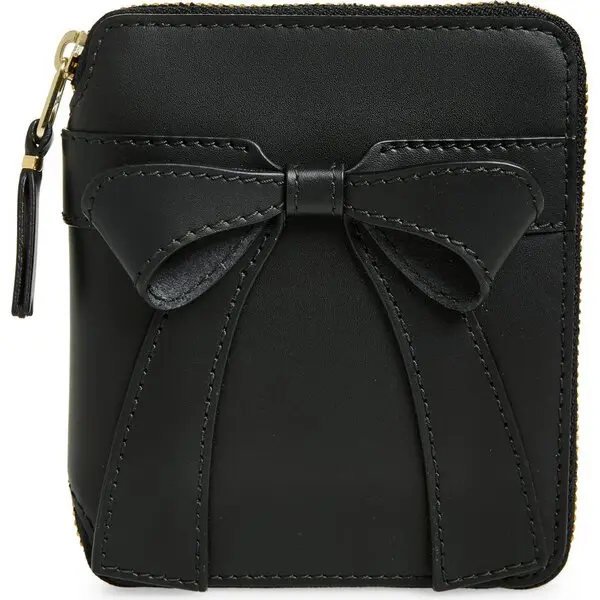 Comme Des Garçons Big Bow Leather Zip Wallet - Black