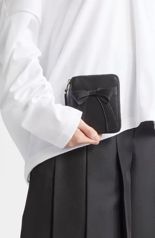 Comme Des Garçons Big Bow Leather Zip Wallet - Black