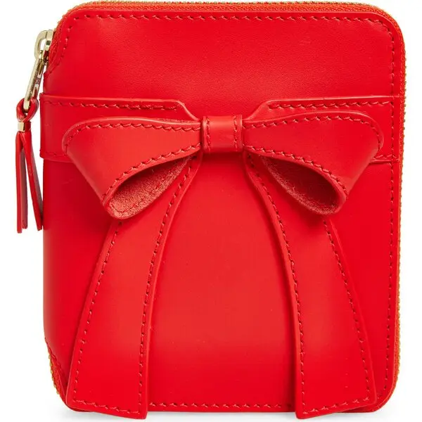 Comme Des Garçons Big Bow Leather Zip Wallet - Red