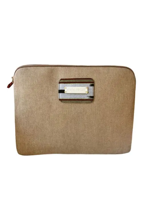 K'AI & VROSI Zipped, Patterned Canvas Laptop Casefor 13 - Beige