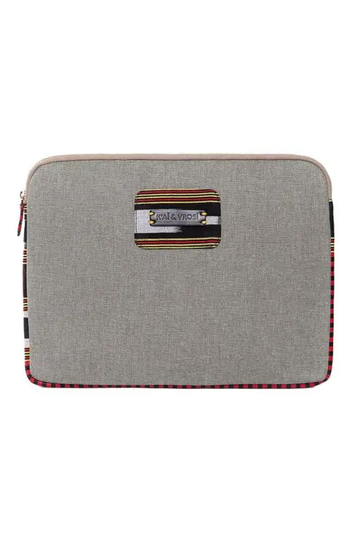 K'AI & VROSI Zipped, Patterned Canvas Laptop Casefor 13 - Gray