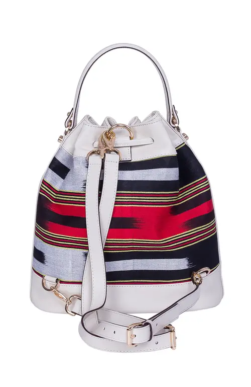 K'AI & VROSI Leather And Fabric Convertible Bag