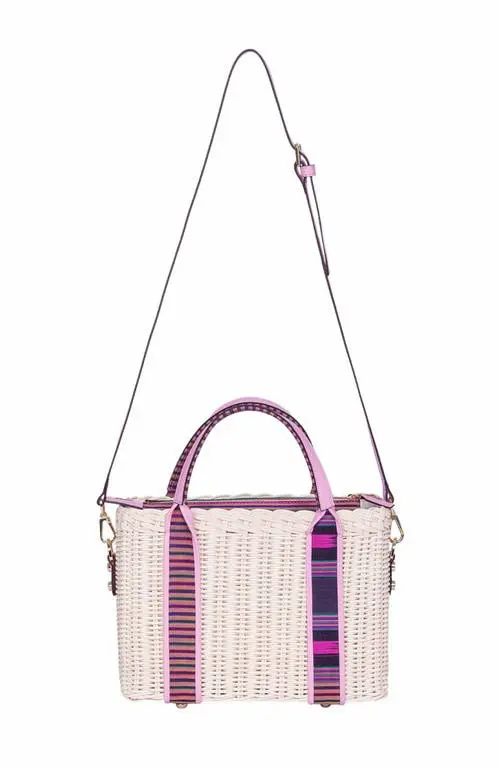 K'AI & VROSI Woven Straw Handbag With Leather Trim