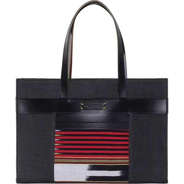 K'AI & VROSI Leather And Canvas Tote Bag With Pockets - Black