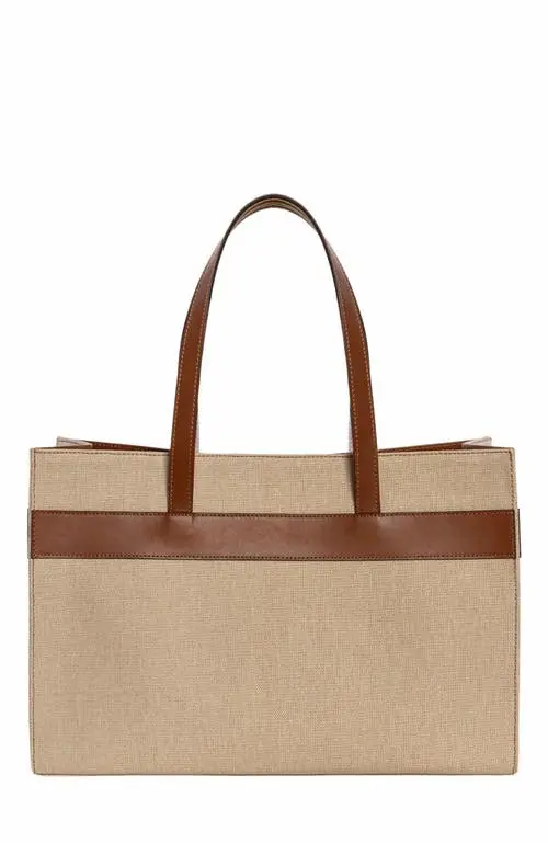 K'AI & VROSI Leather And Canvas Tote Bag With Pockets - Brown