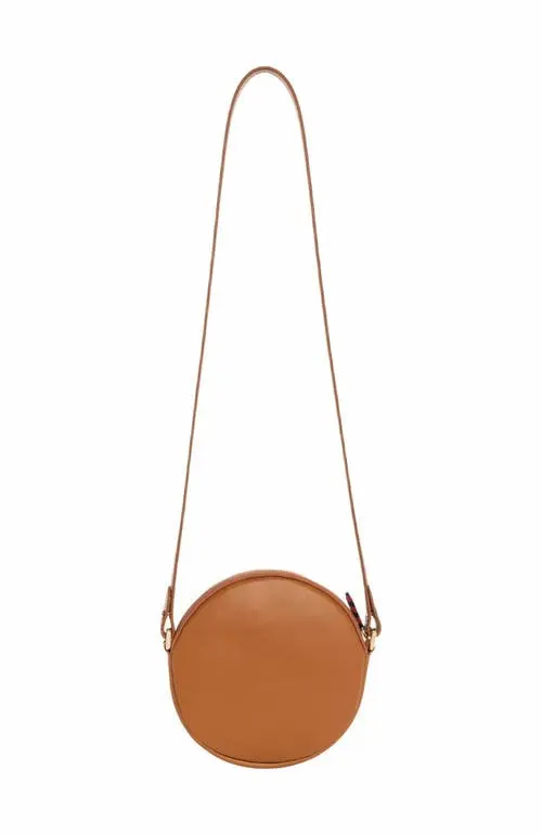 K'AI & VROSI Genuine Leather & Fabric Pattern Crossbody Bag - Brown