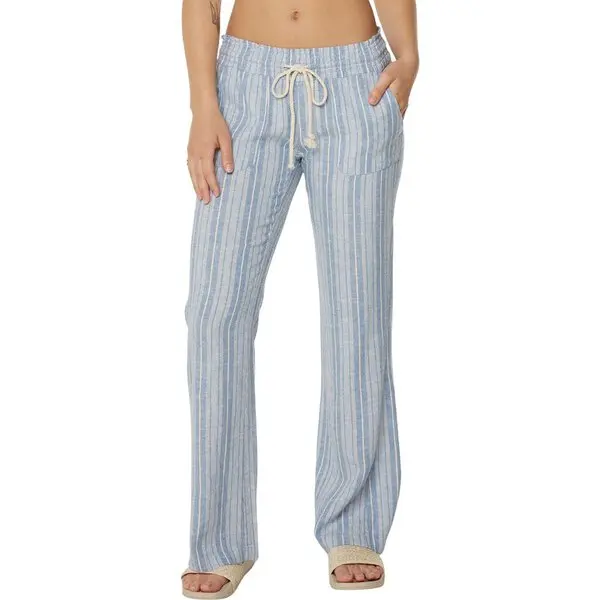 Roxy Oceanside Stripe Linen Blend Pants