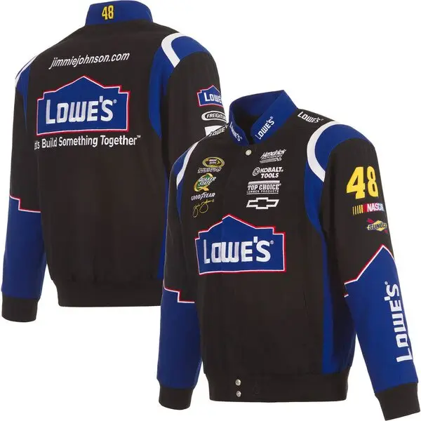 JH DESIGN Jimmie Johnson Lowe's Twill Driver Uniform Full-snap Jacket - Black