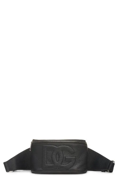 Dolce & Gabbana Deerskin Leather Belt Bag With Logo - Nero