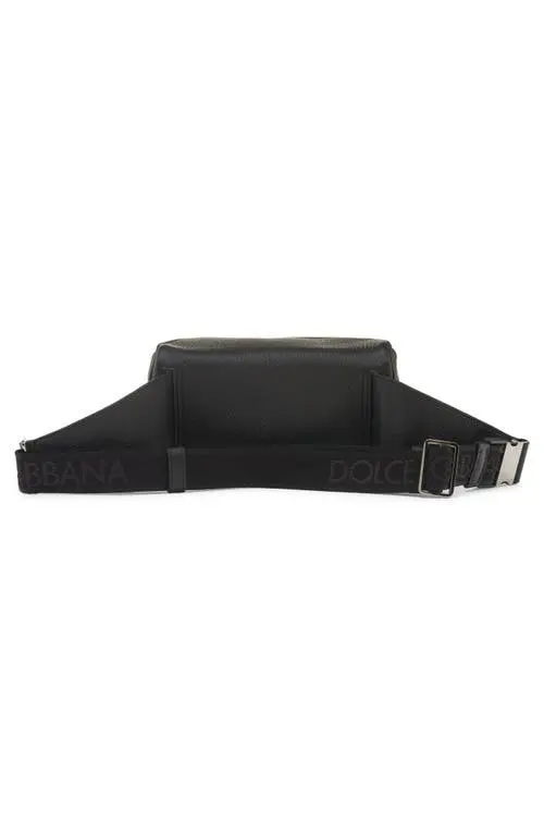 Dolce & Gabbana Deerskin Leather Belt Bag With Logo - Nero