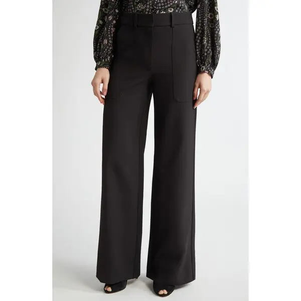 Veronica Beard Cole Wide Leg Trousers - Black