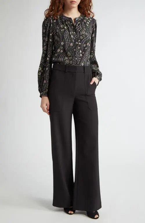 Veronica Beard Cole Wide Leg Trousers - Black