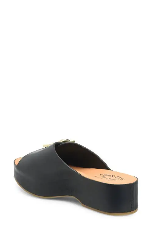 Kork-Ease® York Platform Slide Sandal - Black Leather