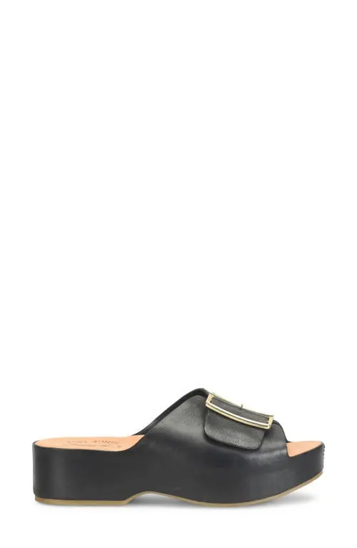Kork-Ease® York Platform Slide Sandal - Black Leather