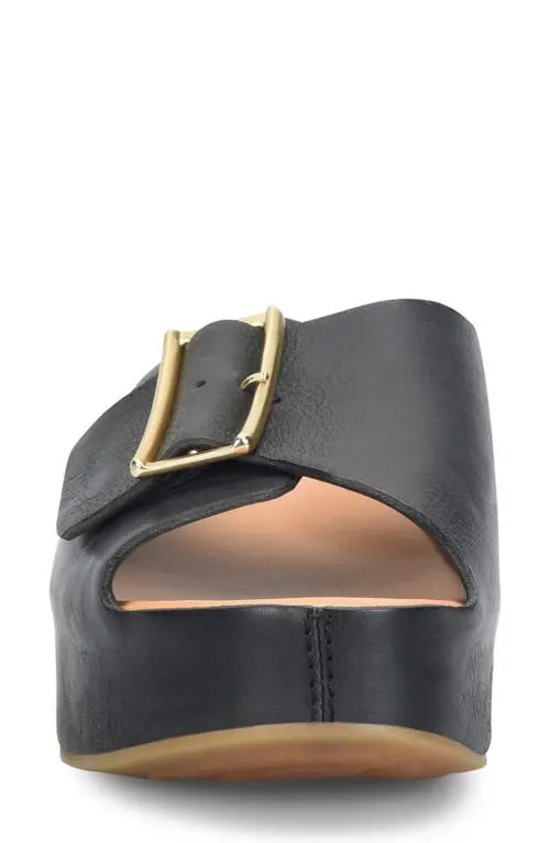 Kork-Ease® York Platform Slide Sandal - Black Leather
