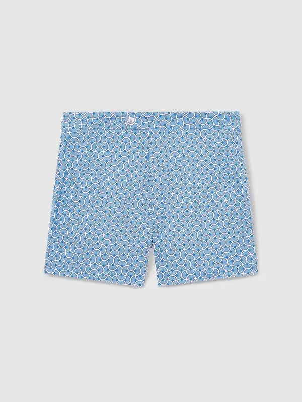 REISS Caprio Geometric Print Swim Shorts - French Blue