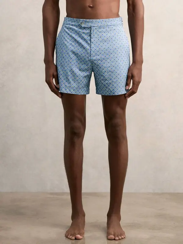 REISS Caprio Geometric Print Swim Shorts - French Blue