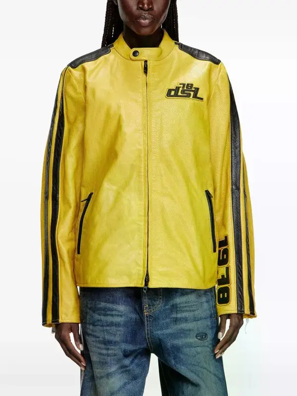 Diesel Leather Pop Jacket In Yellow - 50% Off | Editorialist