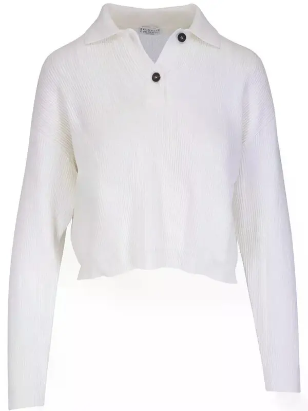 Brunello Cucinelli Ribbed Polo Top
