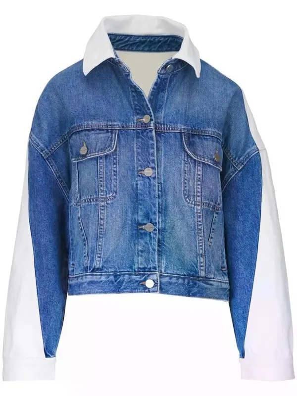 TWP Patchwork Denim Trucker Jacket - Blue