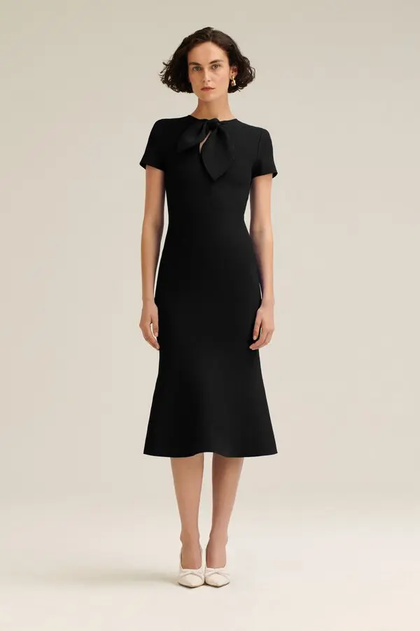 Scanlan Theodore Crepe Knit Cravat Dress - Black