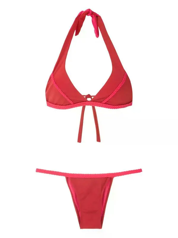 AMIR SLAMA Braided-trim Bikini Set - Red
