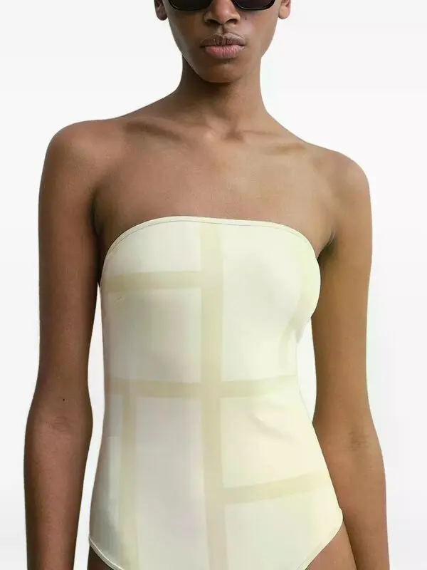 TOTEME Monogram Strapless One-piece Swimsuit - Neutrals