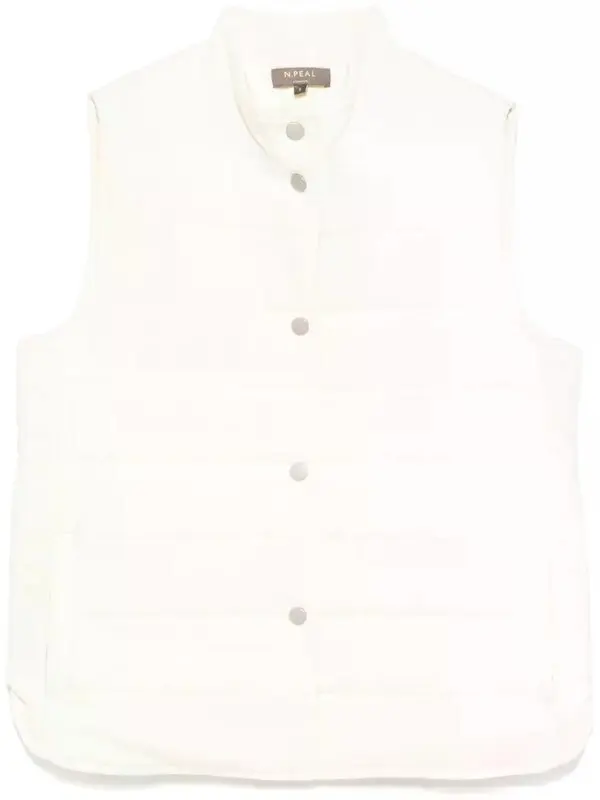N.peal Button Through Quilted Gilet - White